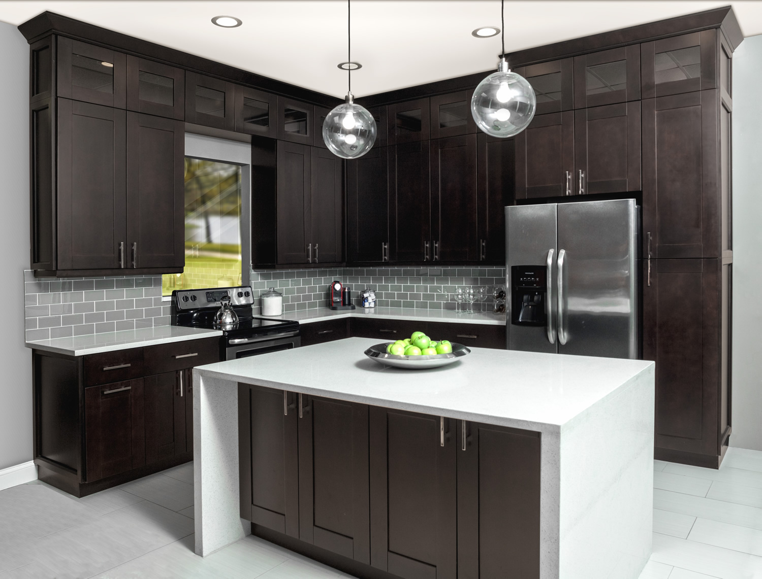 Dark Chocolate Shaker Frameless Kitchen Cabinets | RTA Cabinet Store