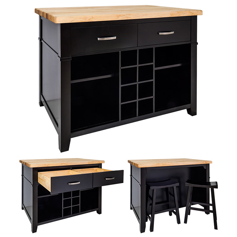 Espresso Kitchen Island with Stools | RTA Cabinet Store