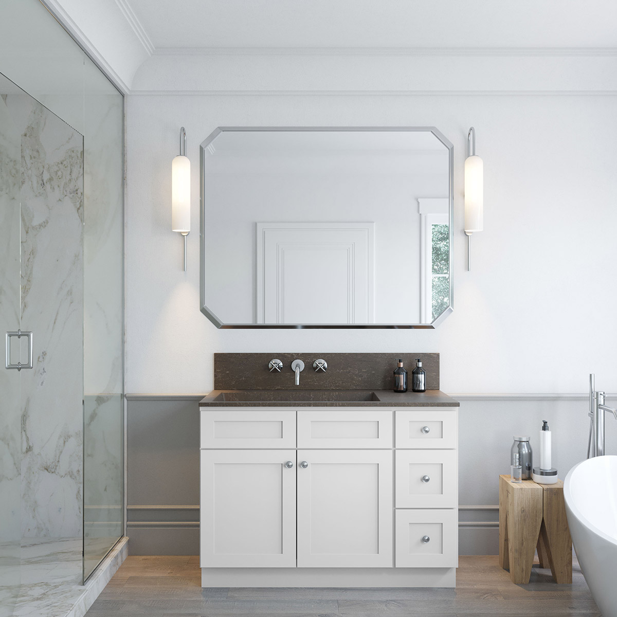 2-Piece Weston White Shaker 48" Vanity Set #5 | RTA Cabinet Store