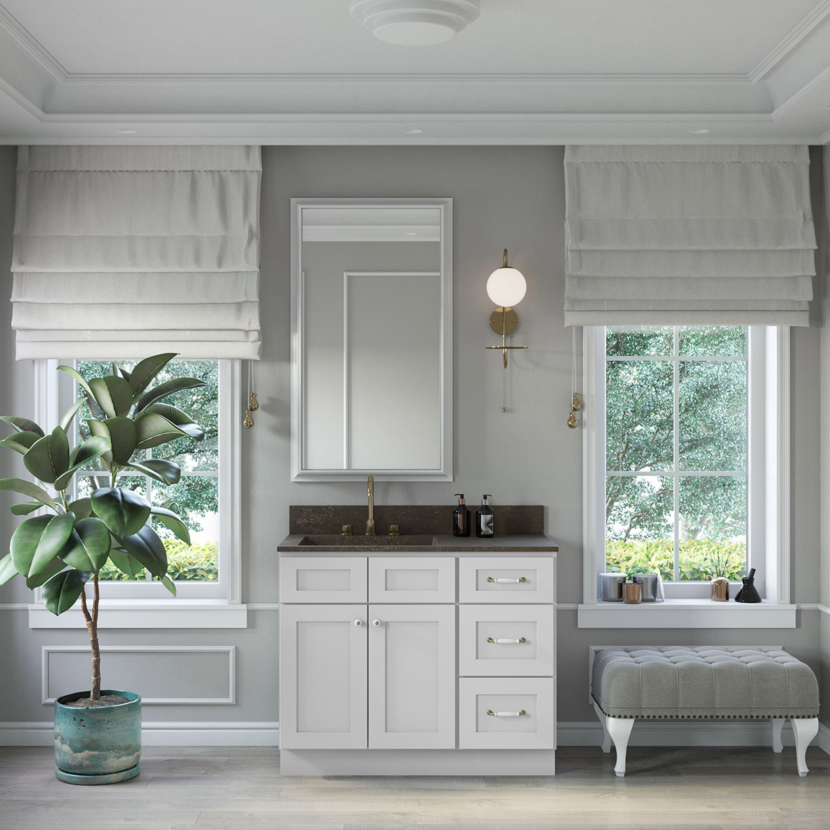 2-Piece Weston White Shaker 42" Vanity Set #2 | RTA Cabinet Store