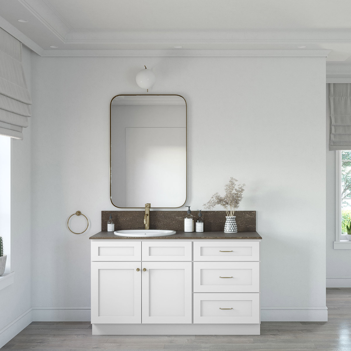 2-Piece Weston White Shaker 60" Vanity Set #2 | RTA Cabinet Store