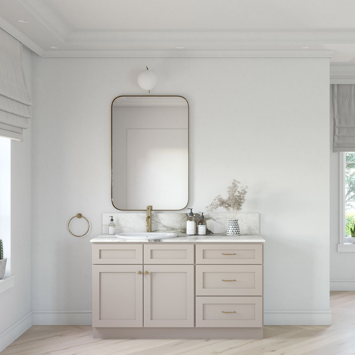 2-Piece Weston Sand Shaker 60" Vanity Set #2 | RTA Cabinet Store