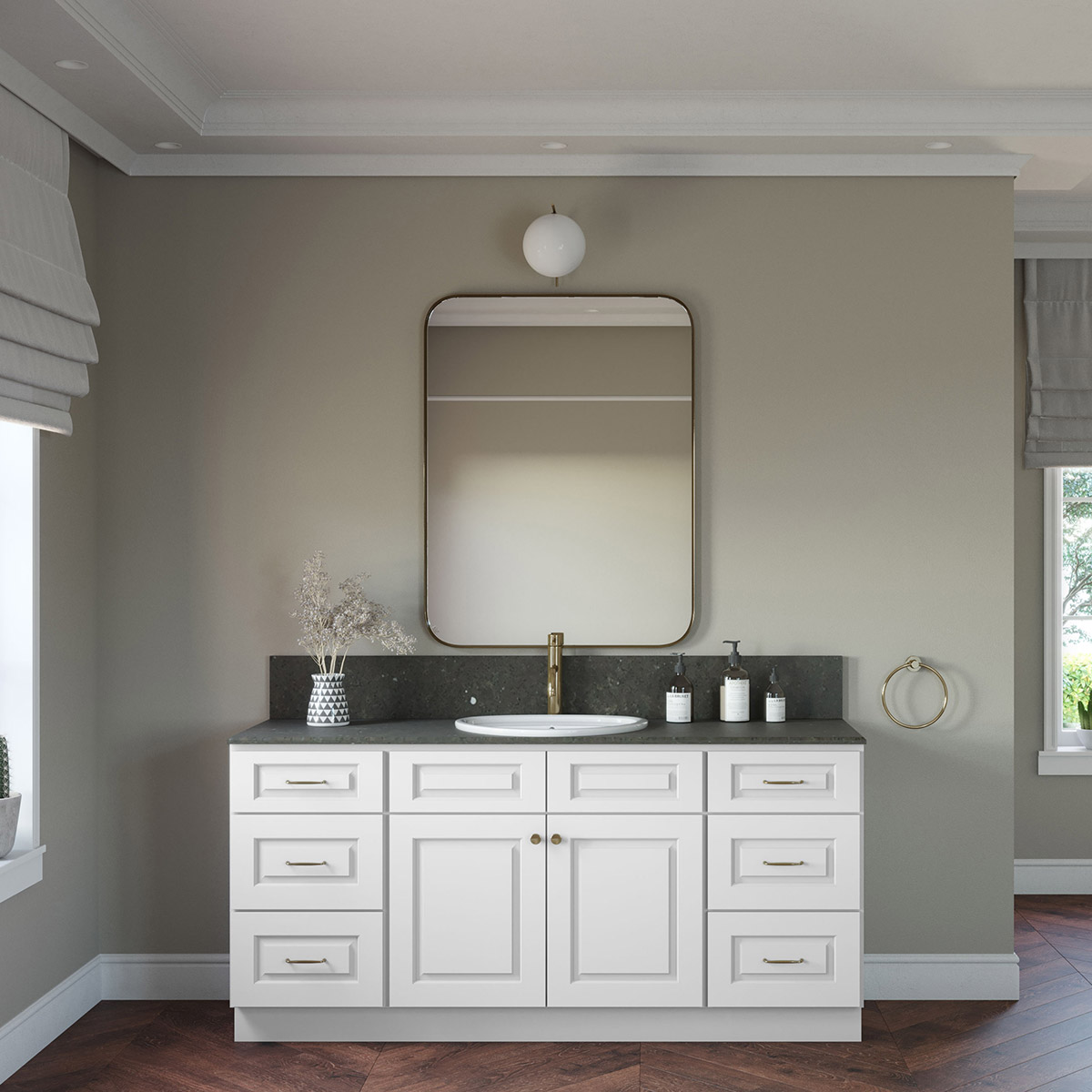 3-Piece Brazos White 72" Vanity Set #4 | RTA Cabinet Store