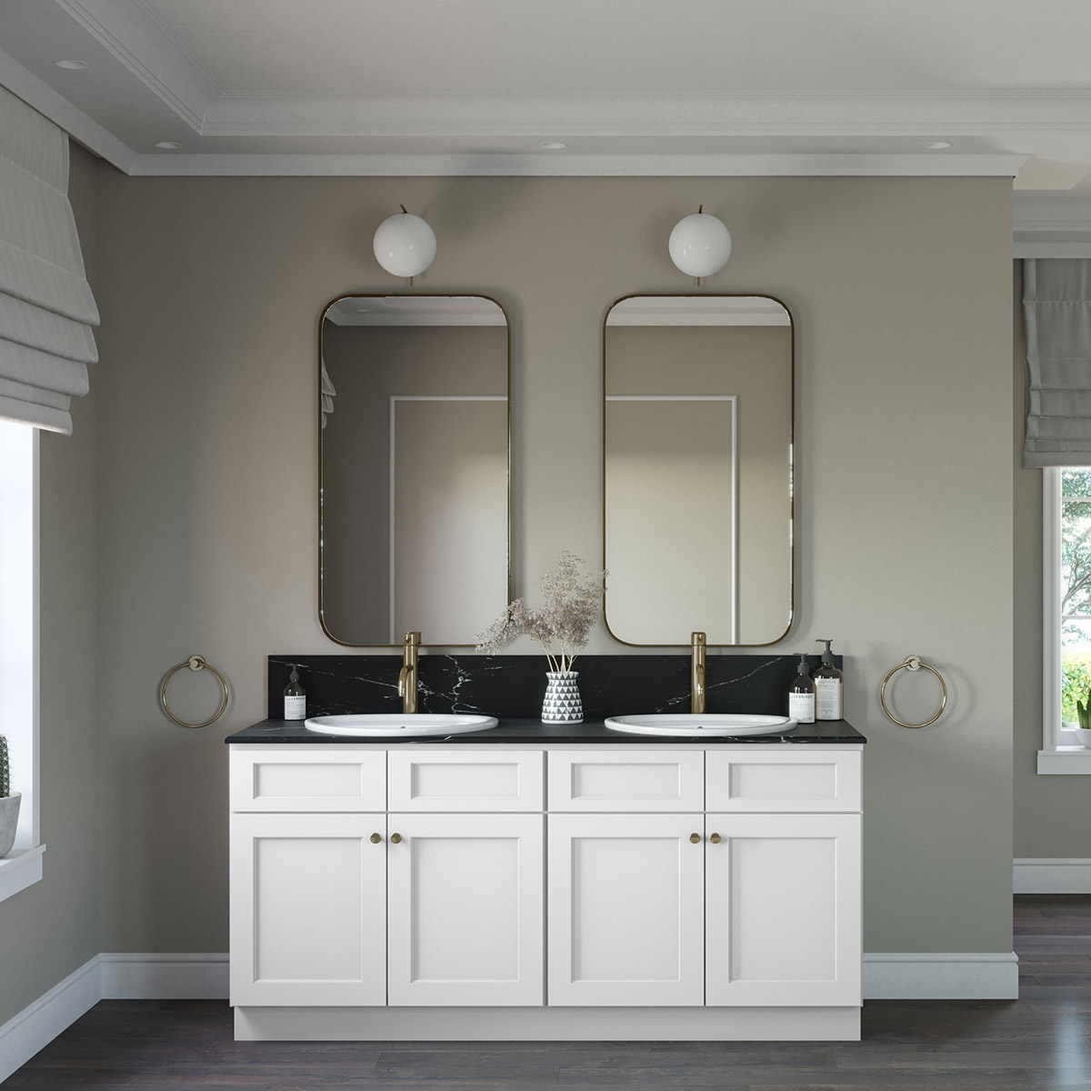 2-Piece Florence White Shaker 72" Vanity Set | RTA Cabinet Store