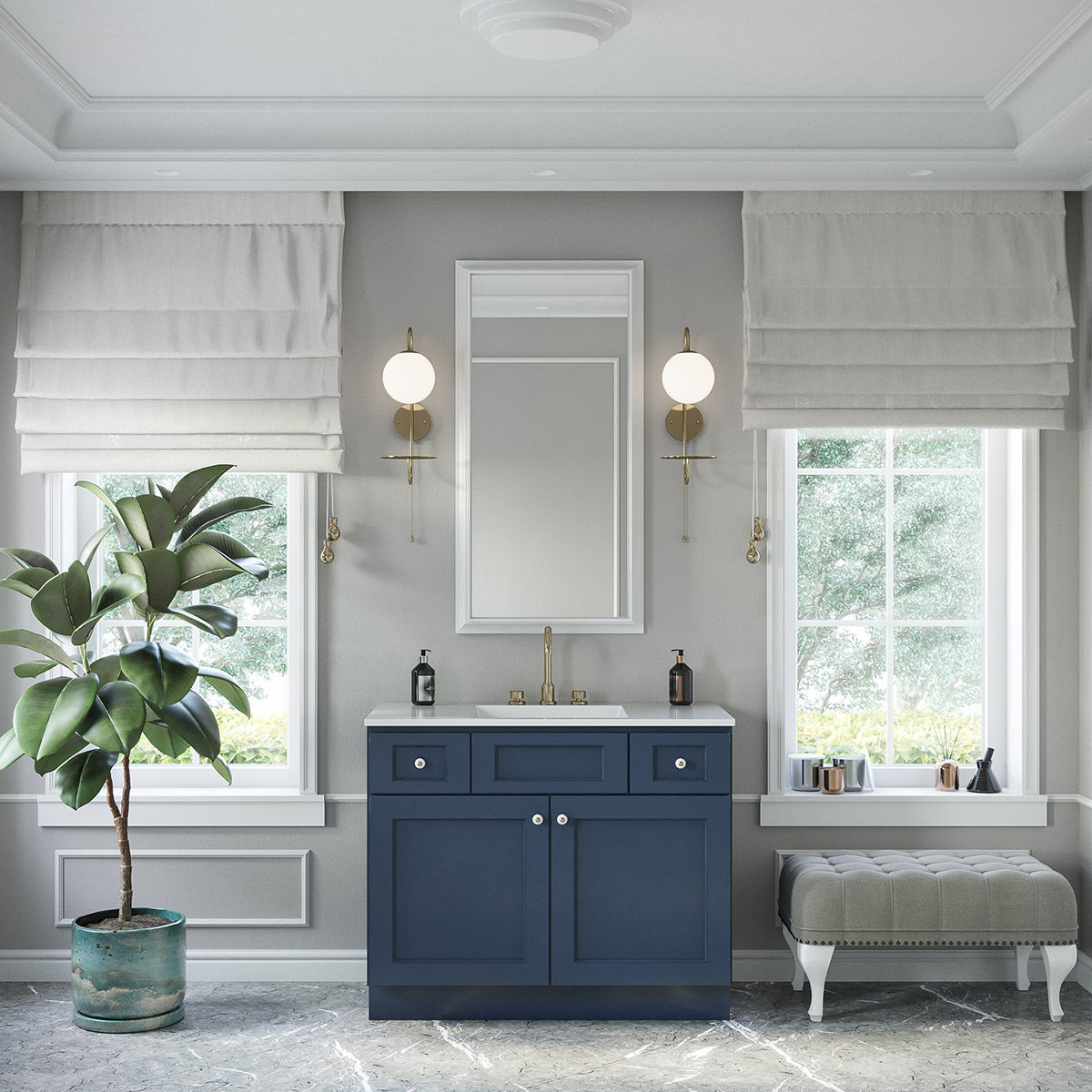 2-Piece Florence Midnight Blue 42" Vanity Set | RTA Cabinet Store