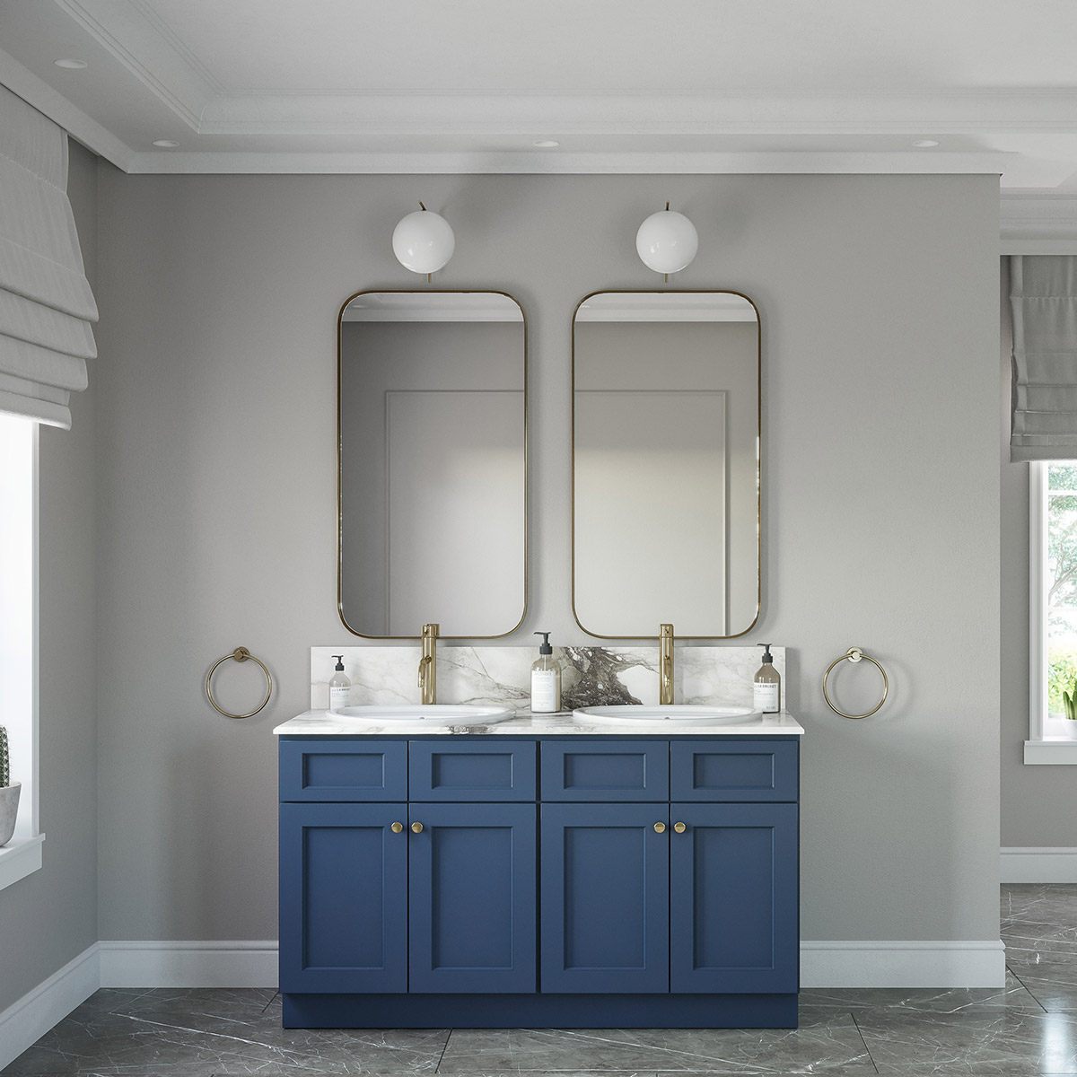 3-Piece Florence Midnight Blue 60" Vanity Set | RTA Cabinet Store