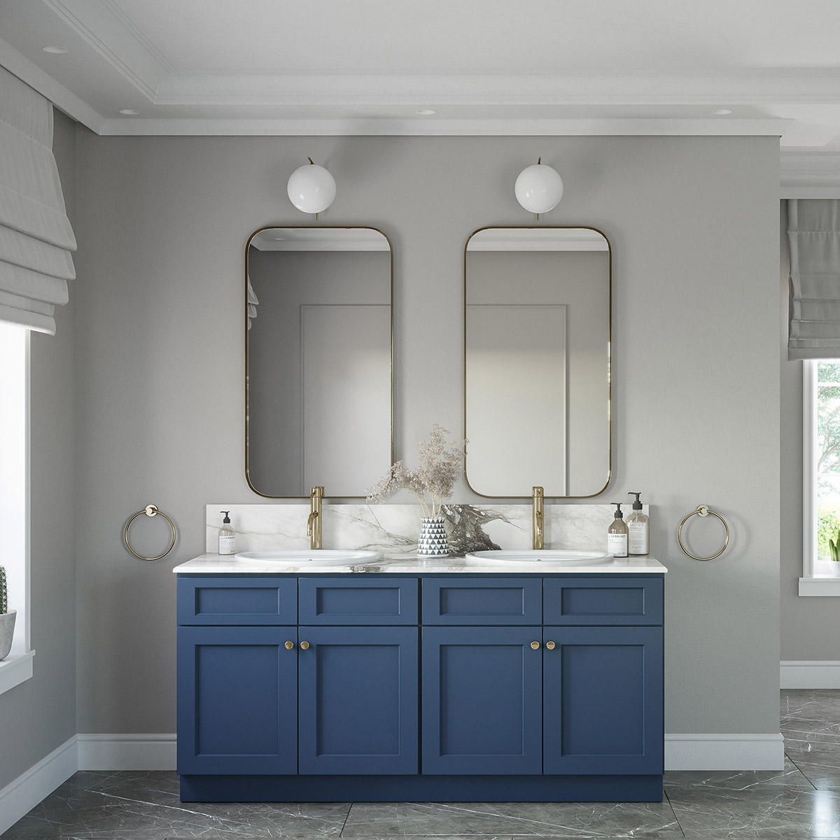3-Piece Florence Midnight Blue 72" Vanity Set | RTA Cabinet Store