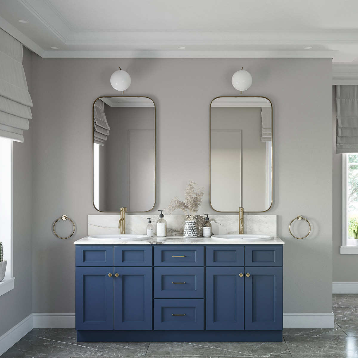 4-Piece Florence Midnight Blue 72" Vanity Set #3 | RTA Cabinet Store