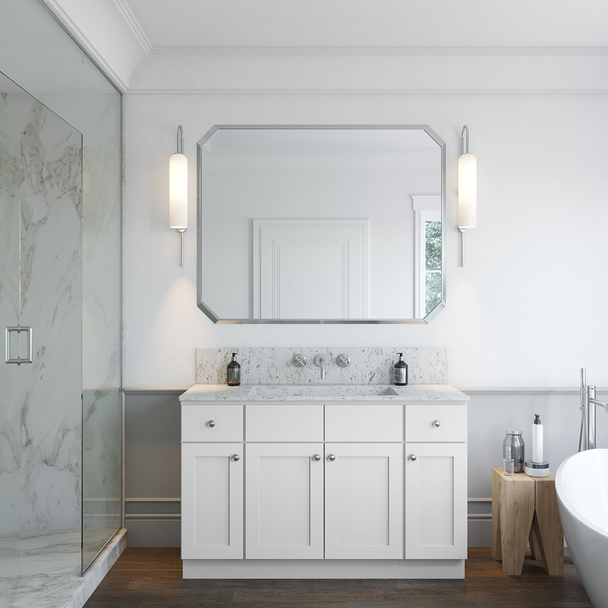 2-Piece Easton White Shaker 54" Vanity Set #2 | RTA Cabinet Store